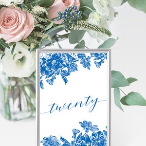 Blue and White Table Numbers Flowers Tables 1-20 Porcelain China ...