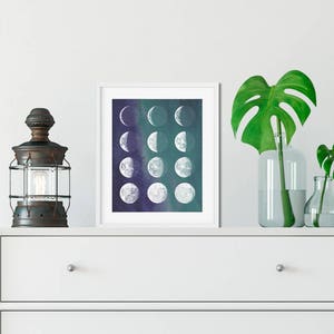 Lunar Phase Artwork - Print at Home Instant Download 8x10 - Moon Phases ...