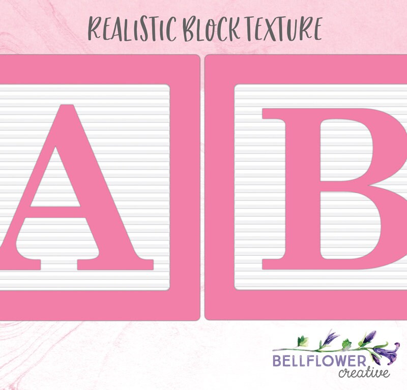 Pink Alphabet Blocks Clip Art Alphabet Blocks Font | Etsy