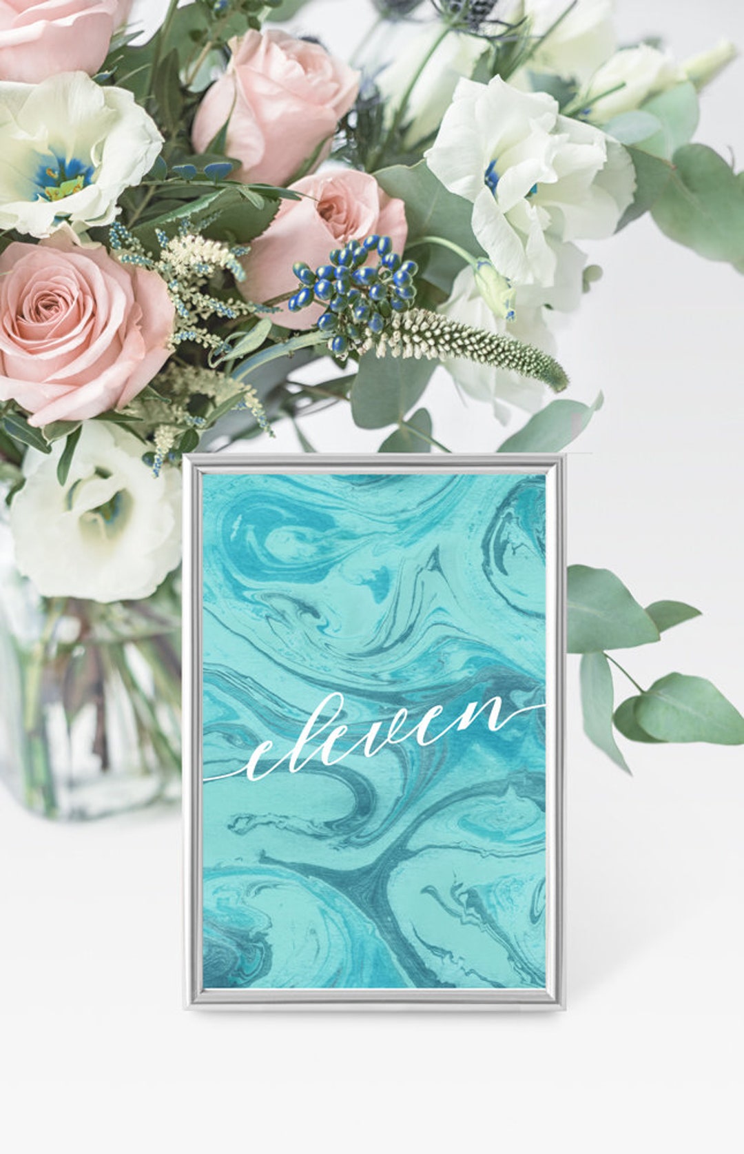 Turquoise Table Numbers Tables 1-20 Marble Teal Table - Etsy