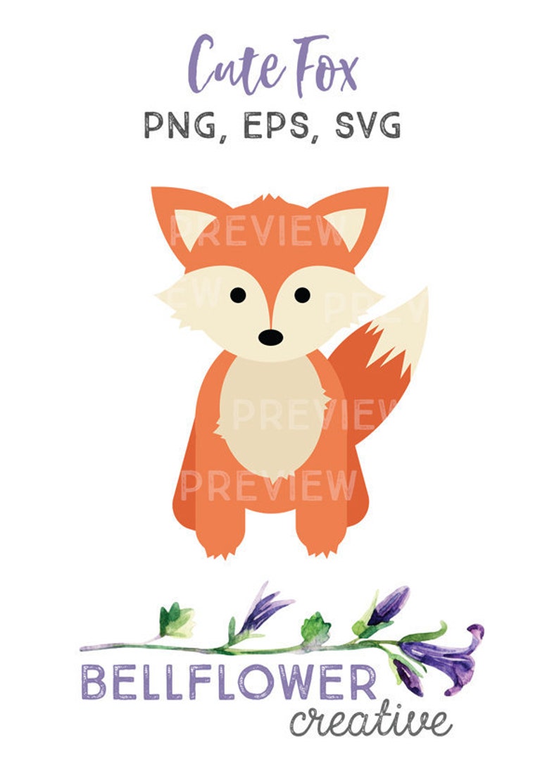 Fox SVG Fox Clip Art Woodland Fox EPS Cute Fox PNG | Etsy