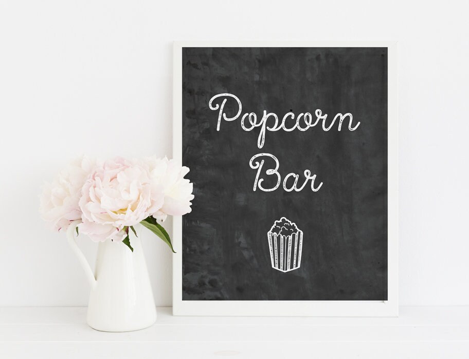 Printable Popcorn Bar Sign Chalkboard Popcorn Sign Printable | Etsy