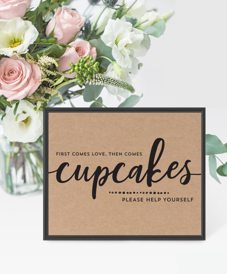 Rustic Cupcakes Sign Kraft Paper Cupcakes Printable First - Etsy