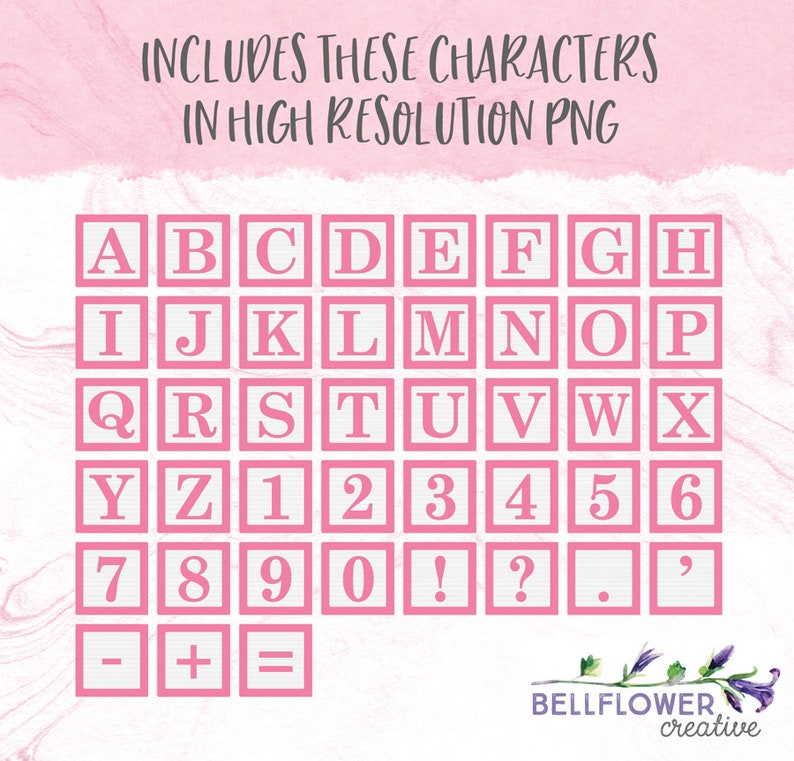 Pink Alphabet Blocks Clip Art Alphabet Blocks Font - Etsy España