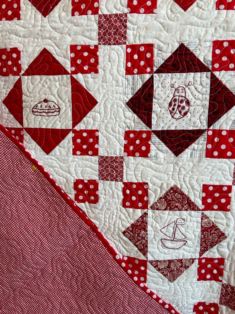 New Handmade Embroidered Quilt Hand Embroidered Blocks for A - Etsy