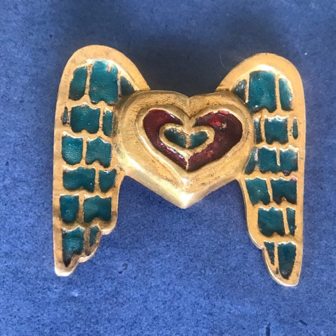 Line VAUTRIN Bronze Brooch Signed "winged Heart Brooch" French 1940s - Etsy