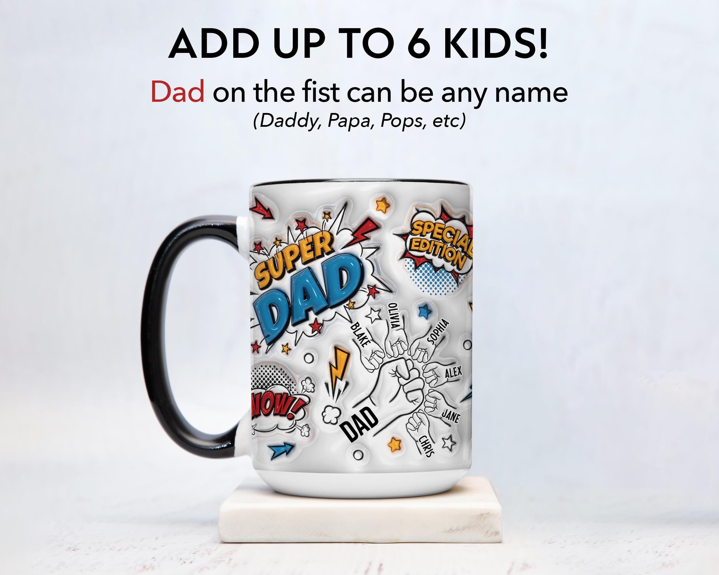 Personalized Dad Mug Coffee Cup, Custom Super Dad Gifts With Kids Names ...