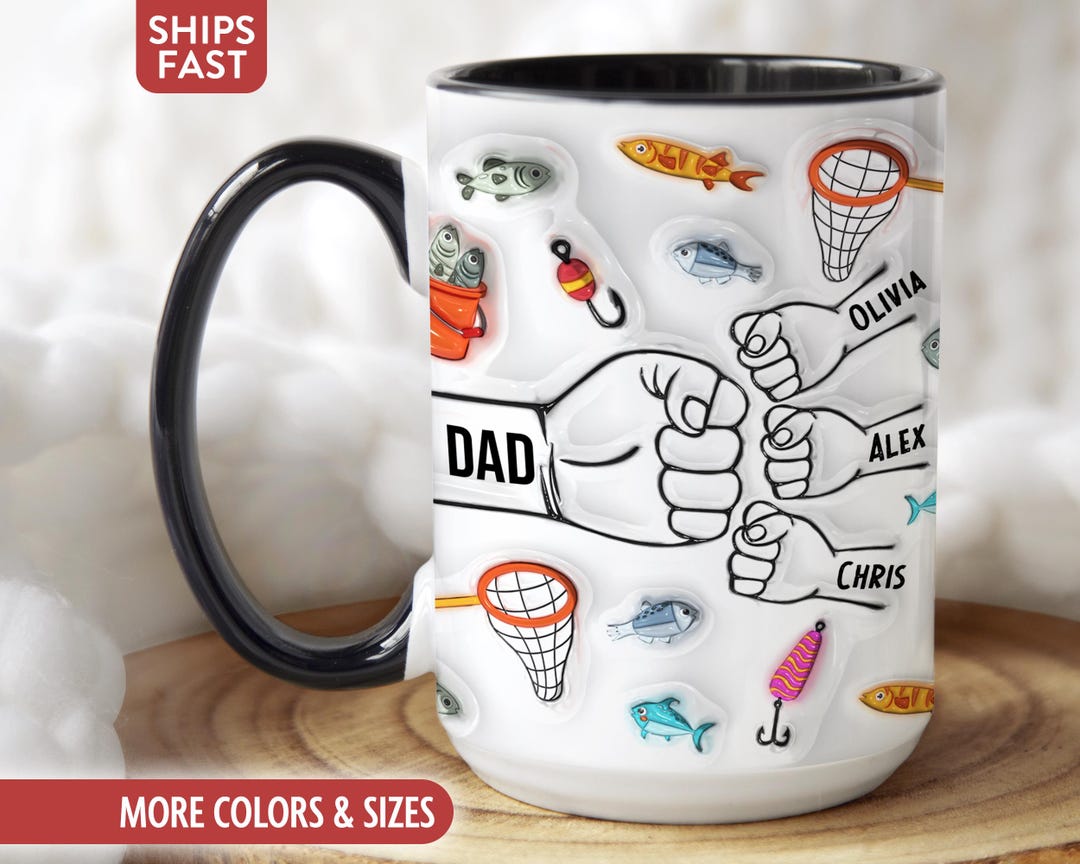 Personalized Dad Mug, Custom Dad Coffee Cup, Dad Gifts With Kids Names ...