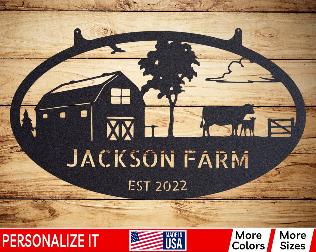 Custom Farmhouse Sign, Personalized Metal Sign Customized Outdoor, Farm ...