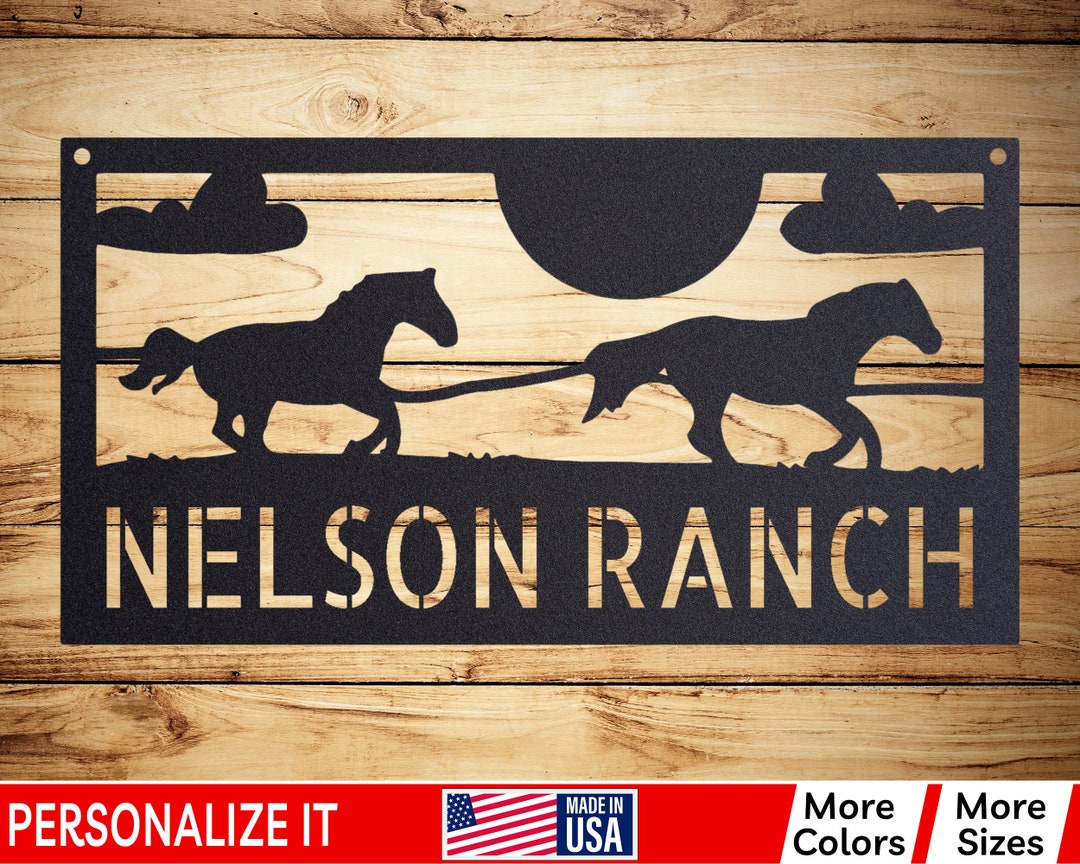Custom Horse Ranch Sign, Personalized Metal Sign Customized Outdoor ...