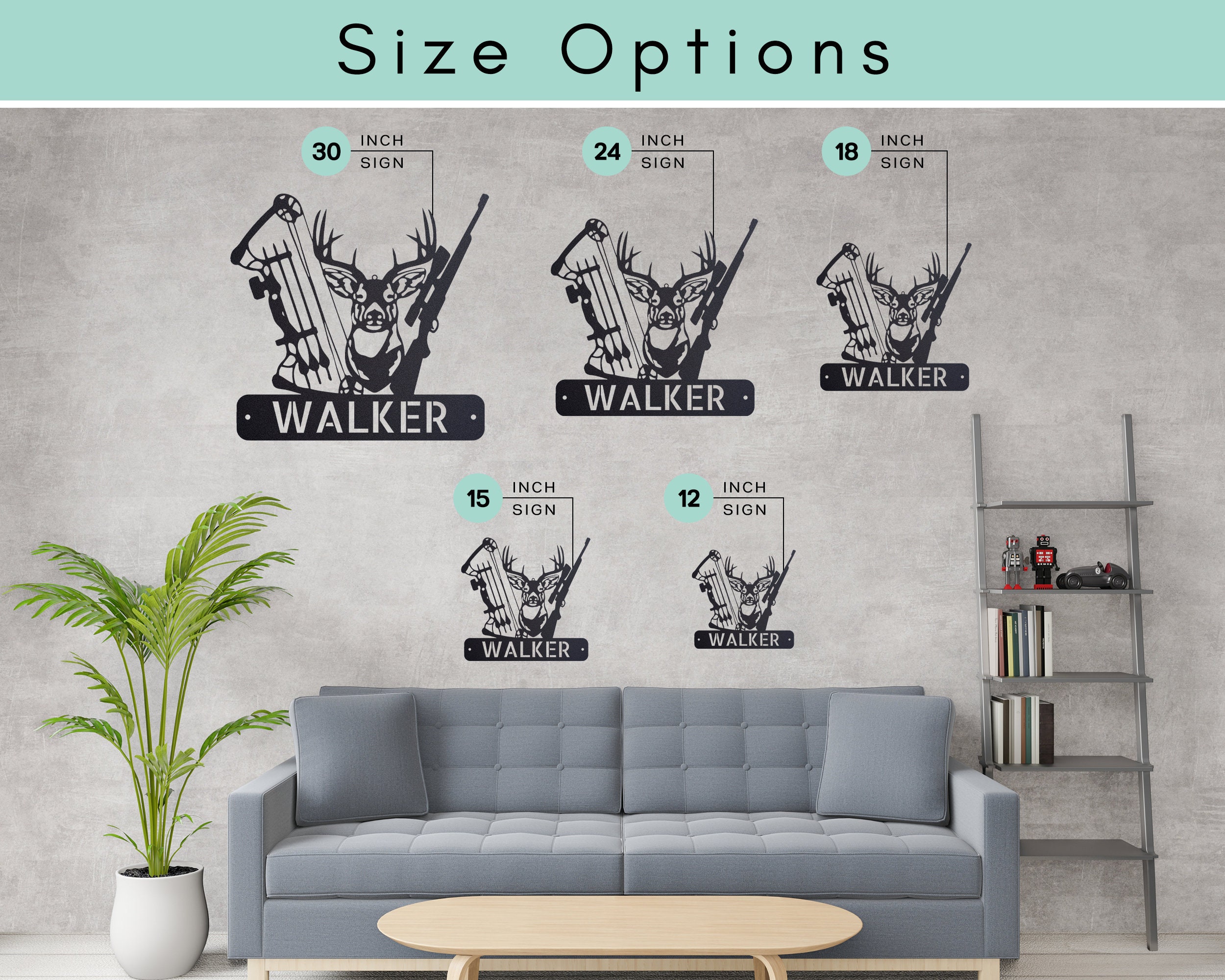 Personalized Deer Hunter Metal Cabin Sign Outdoor Hunting Head Antlers ...