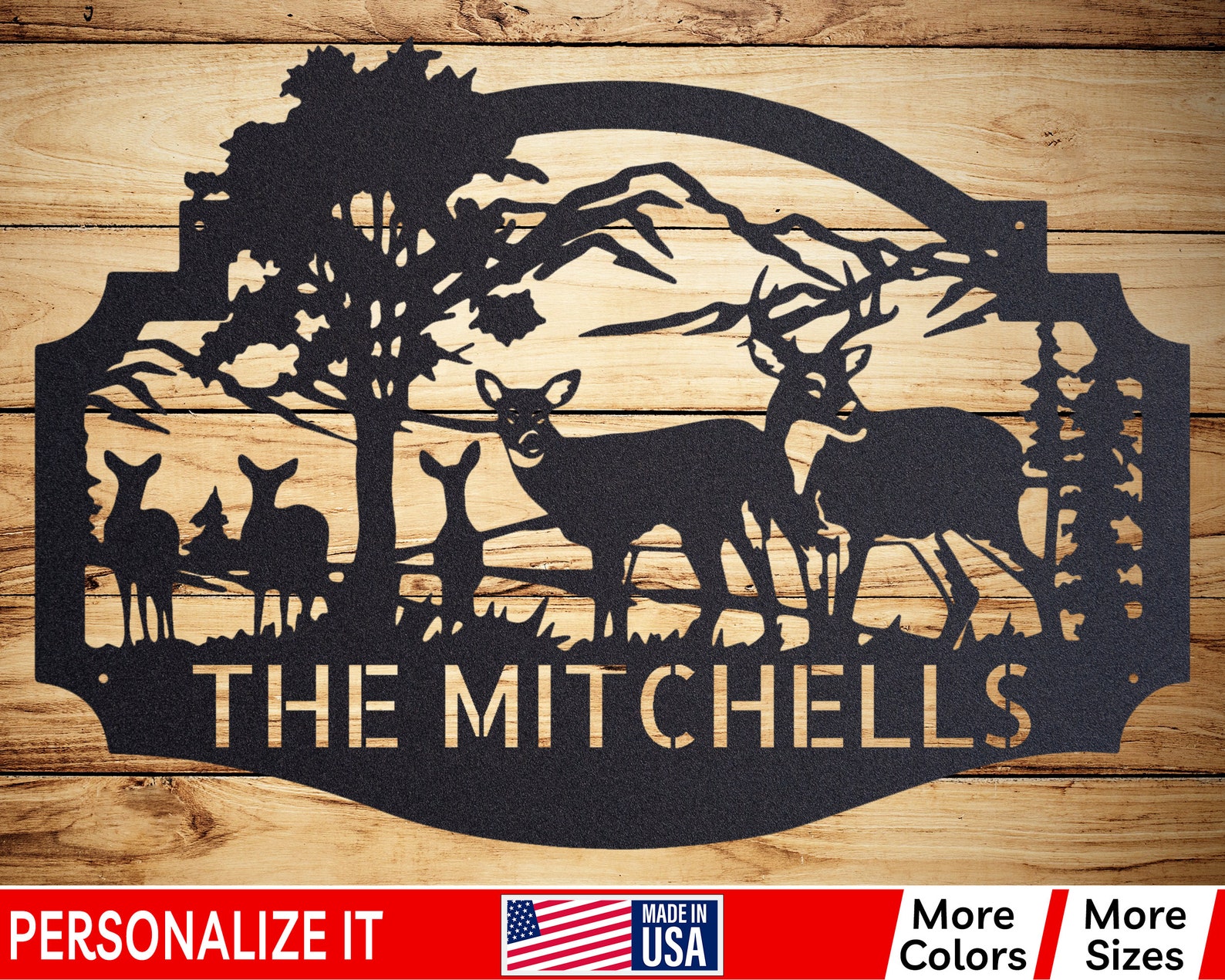 Personalized Deer Metal Cabin Sign Outdoor Hunter Hunting Head Antlers ...