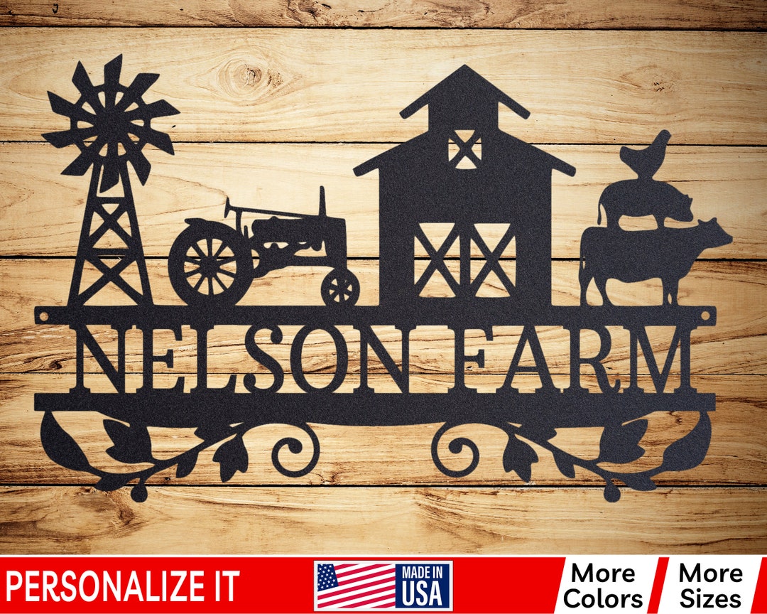 Custom Farmhouse Sign, Personalized Metal Sign Customized Outdoor, Farm ...