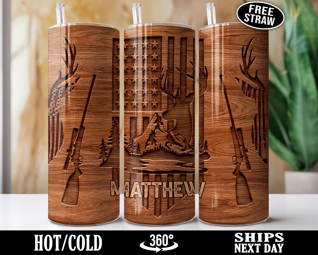Personalized Deer Hunting Tumbler, Custom Name Deer Hunter Tumbler Cup ...
