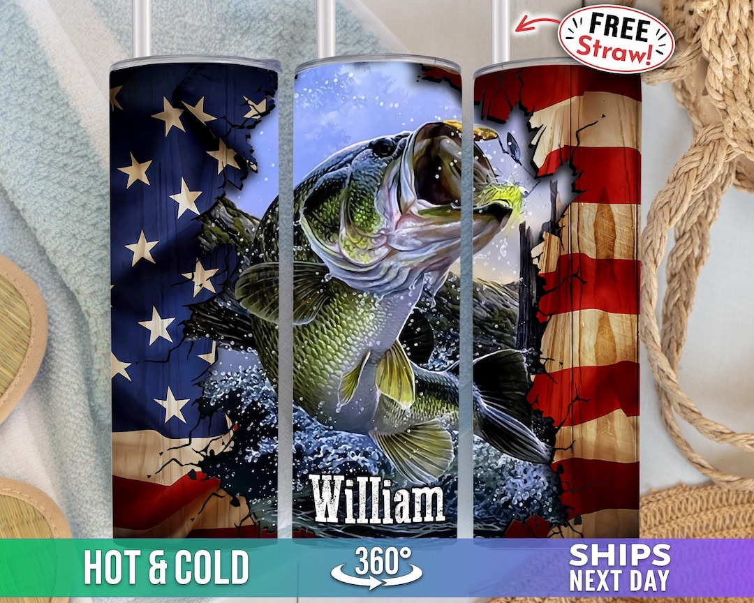 Personalized Fishing Tumbler Cup Custom Bass Fishing Gift for Him Her ...