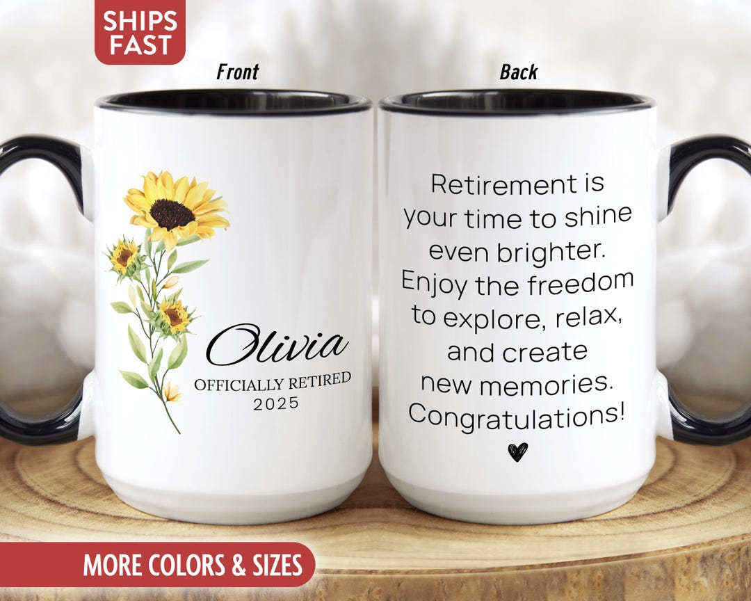 Retirement Mug, Personalized Happy Retirement Cup, Custom Retired Gifts ...