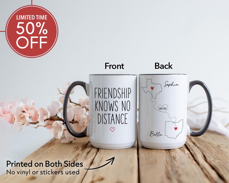 Long Distance Friend Mug, Personalized Long Distance Friend Gift for ...