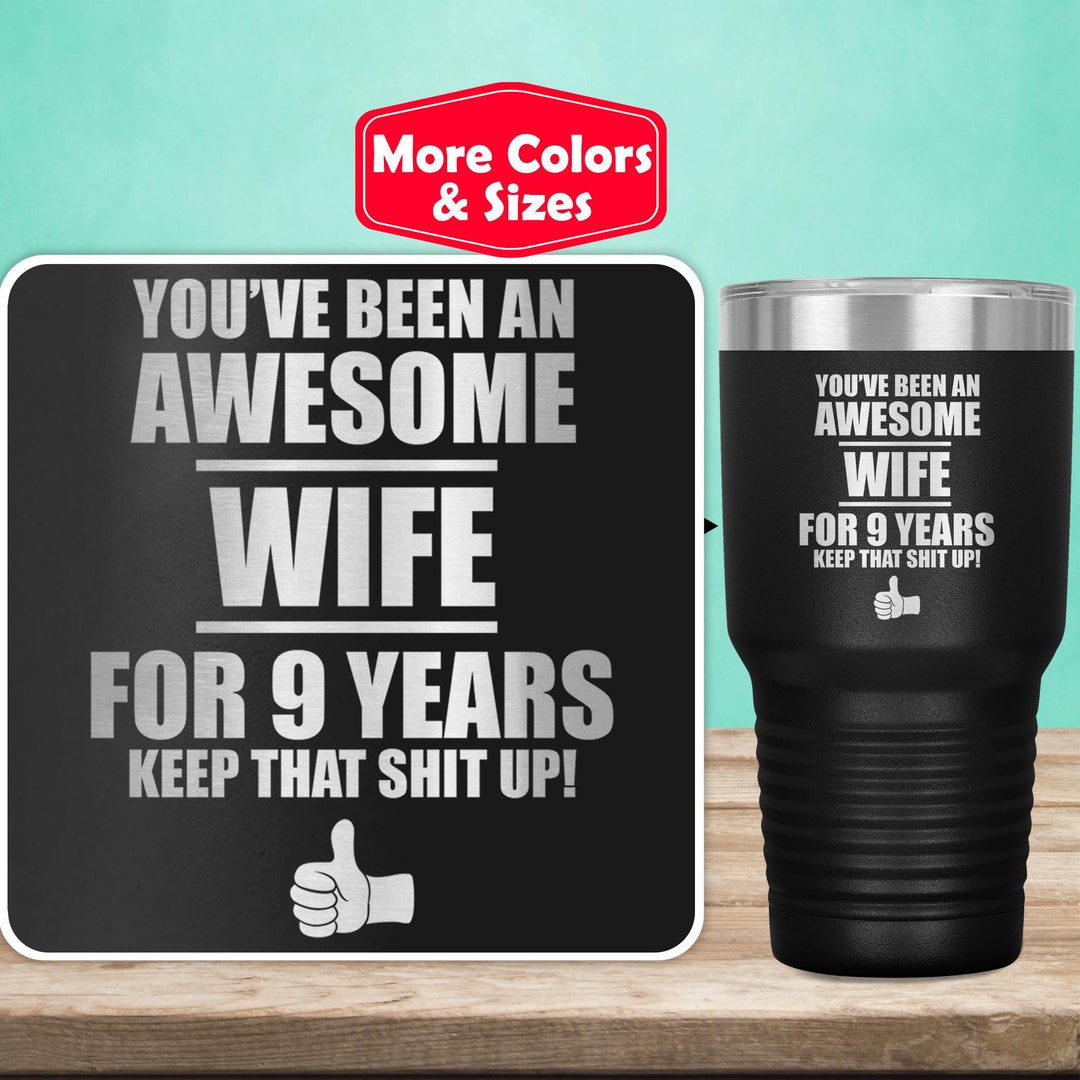 9th Anniversary Gift for Wife Tumbler Travel Mug Cup, 9 Year Wedding ...