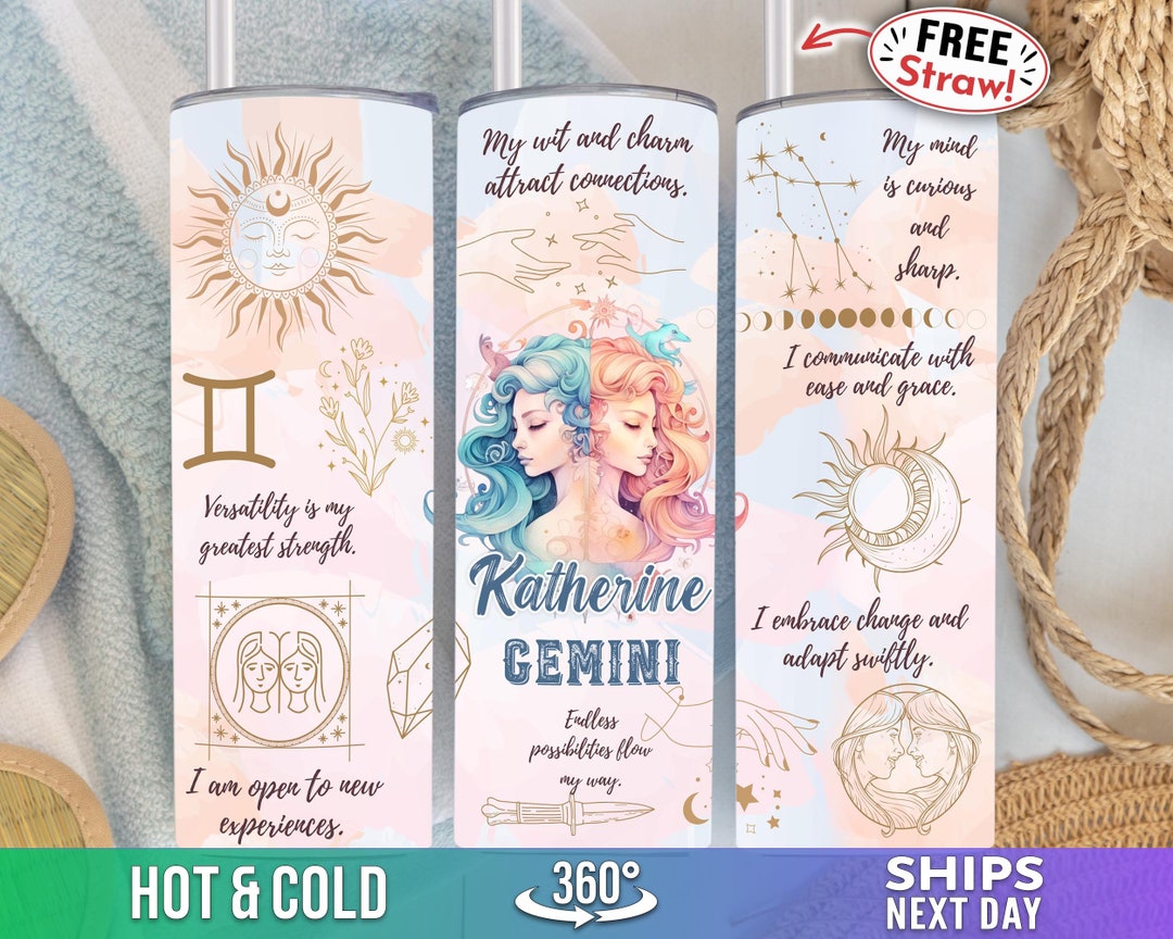 Personalized Zodiac Tumbler Cup, Custom Daily Affirmation Tumbler ...