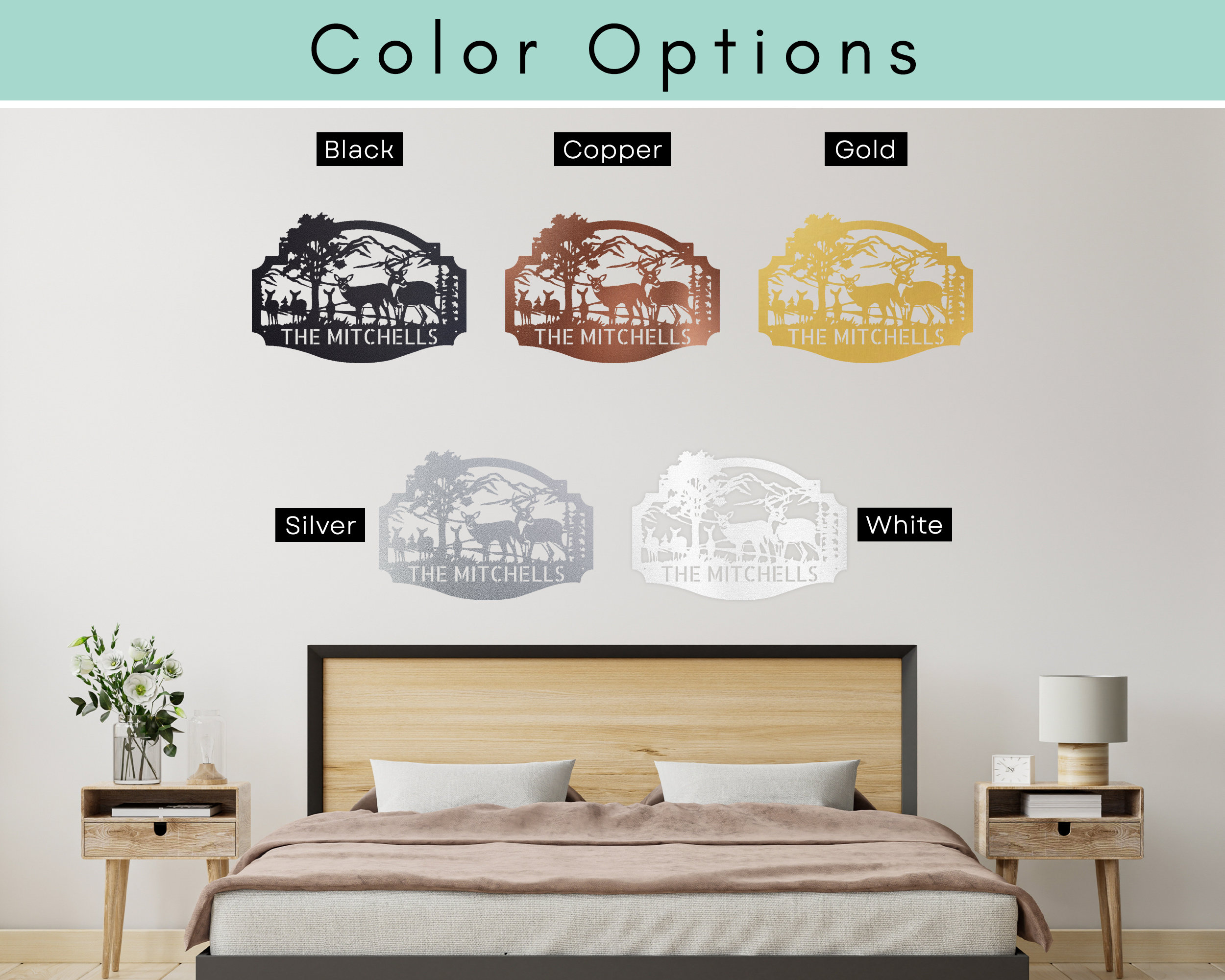 Last Name Signs for Home, Deer Forest Custom Metal Name Signs ...