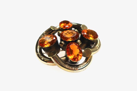 Antique Victorian pinchbeck gilt metal citrine paste … - Gem