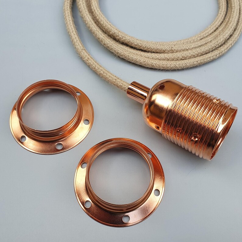Plug in Pendant Light - Copper E27 Threaded Vintage Style Lamp Holder ...