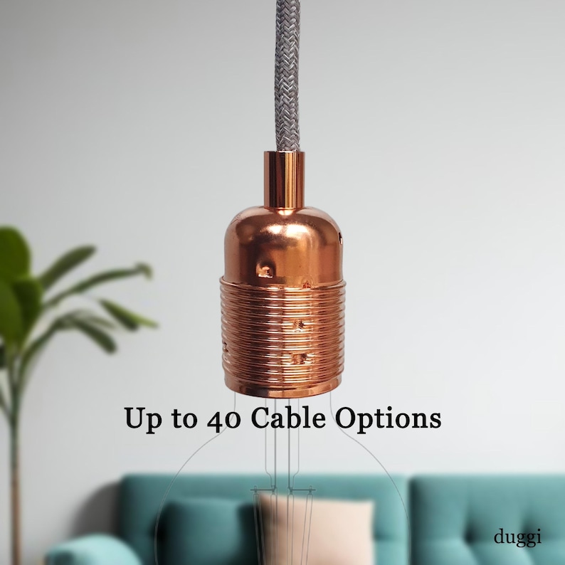 Plug in Pendant Light - Copper E27 Threaded Vintage Style Lamp Holder ...