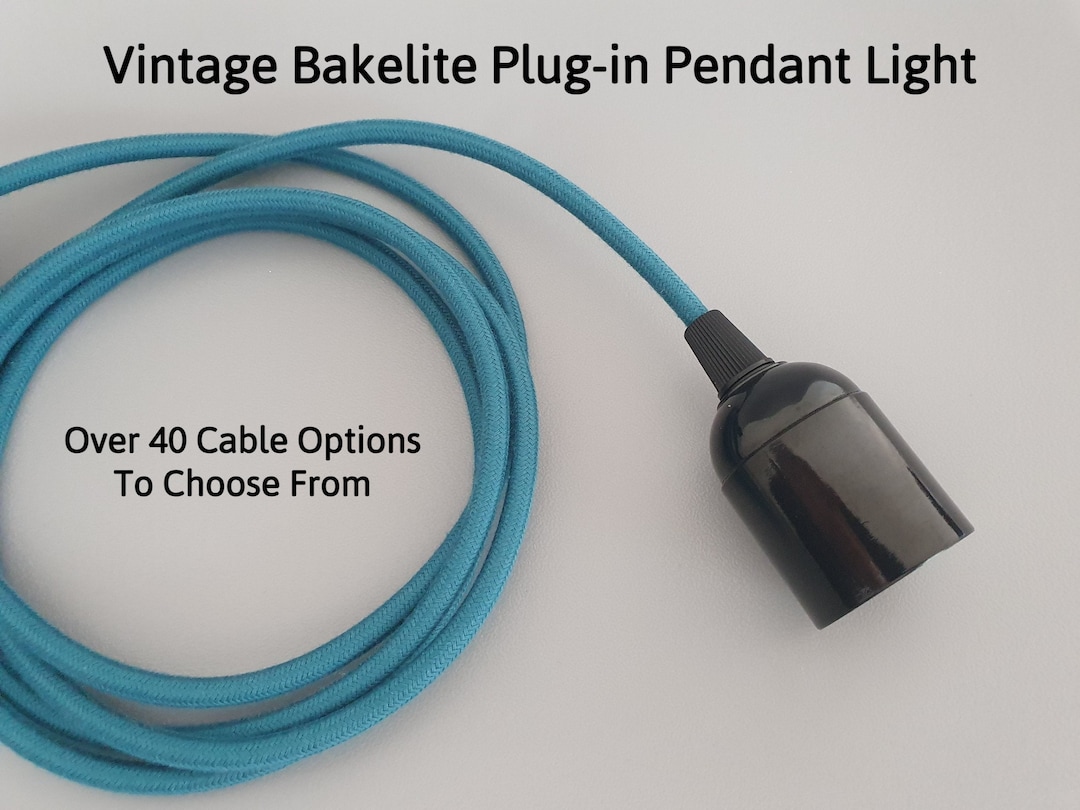 Plug in Pendant Light Smooth Bakelite Lamp Holder, Fabric Cable and ...