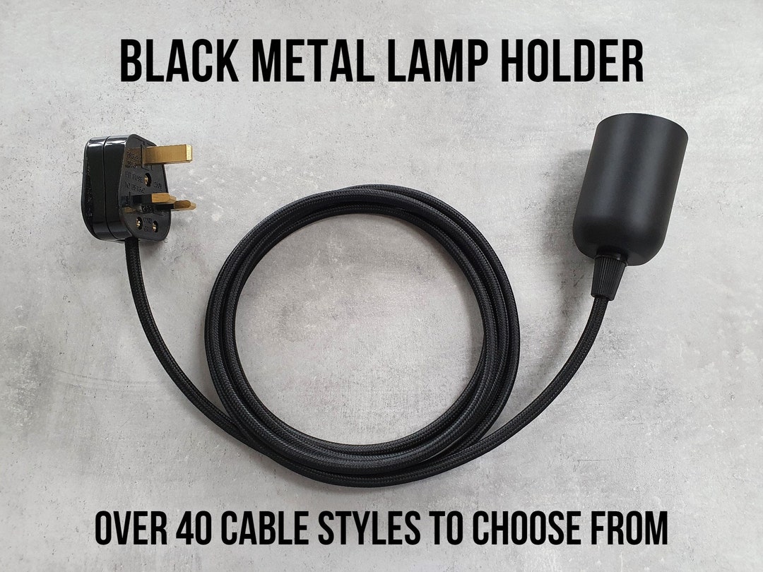 Plug in Pendant Light Fabric Cable Black Lamp Holder and - Etsy UK