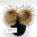 Adult Double Pom Pom Hat Matching Adult and Baby Real Fur Pom Pom Hat ...