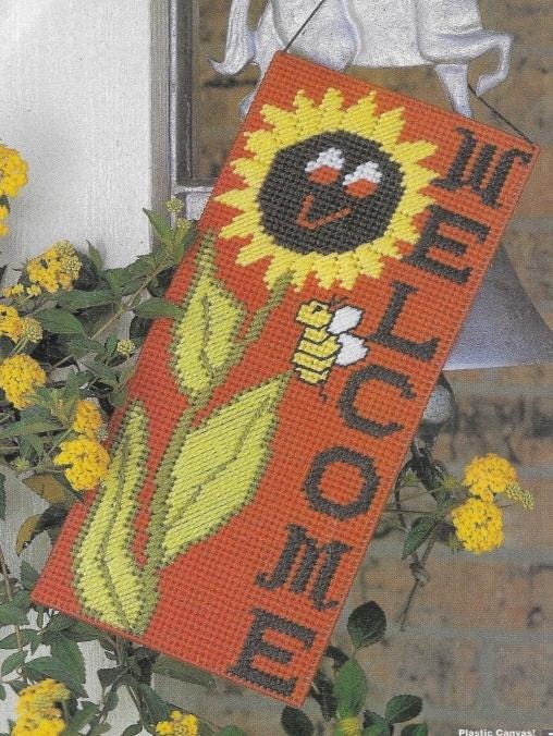 Welcome Sunflower Sign Plastic Canvas PDF - Etsy