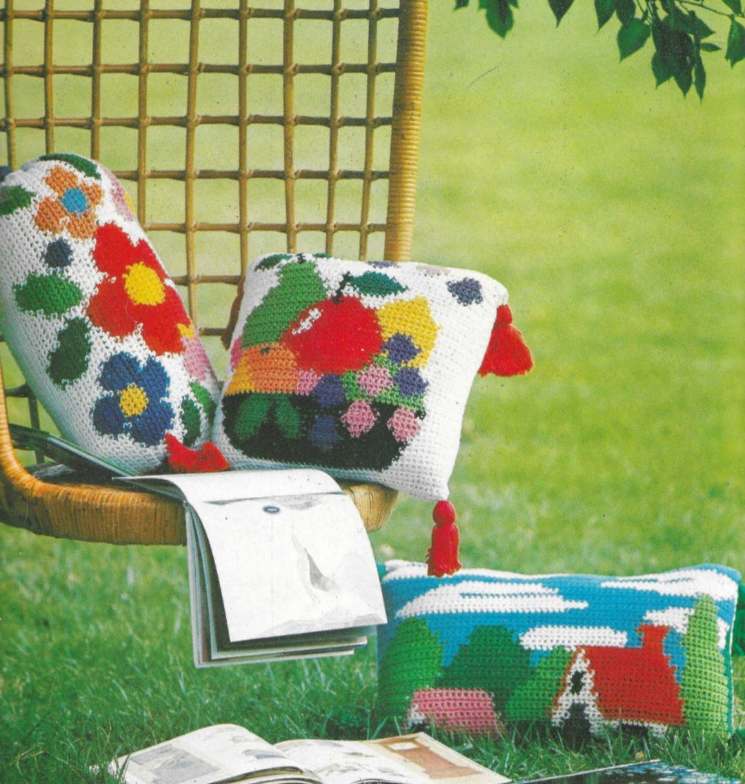 Three Vintage Crochet Pillow Patterns PDF - Etsy