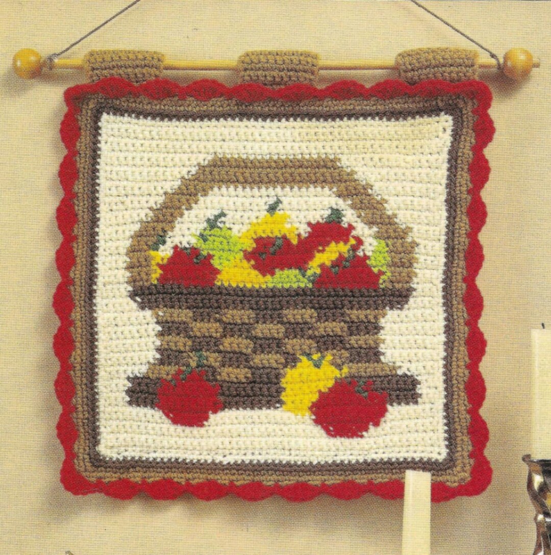 Crochet Apple Basket Wall Hanging Pattern PDF - Etsy
