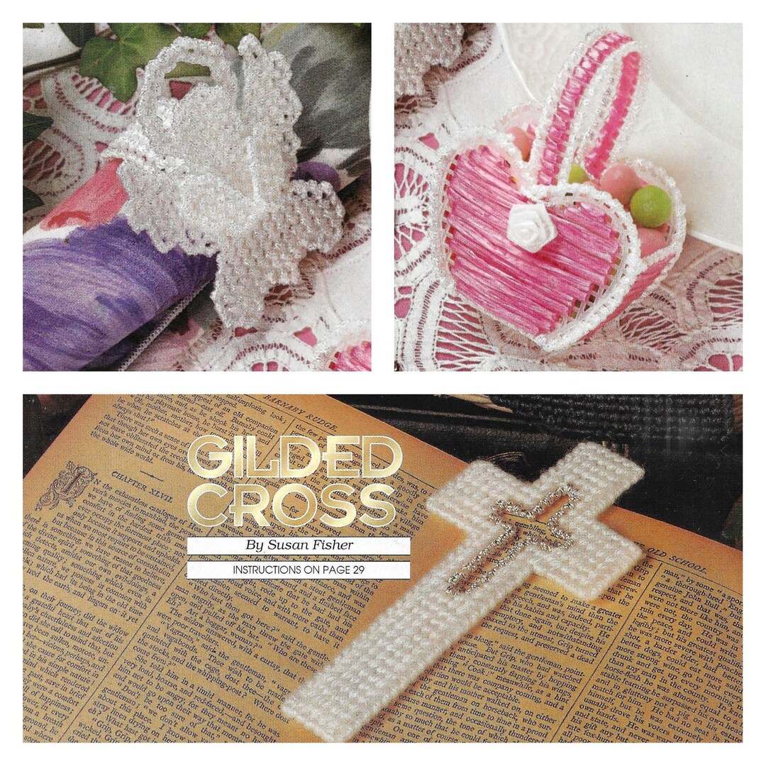 Cross Bookmark Plastic Canvas Pattern PDF+ Heart Favor Basket, Angel ...