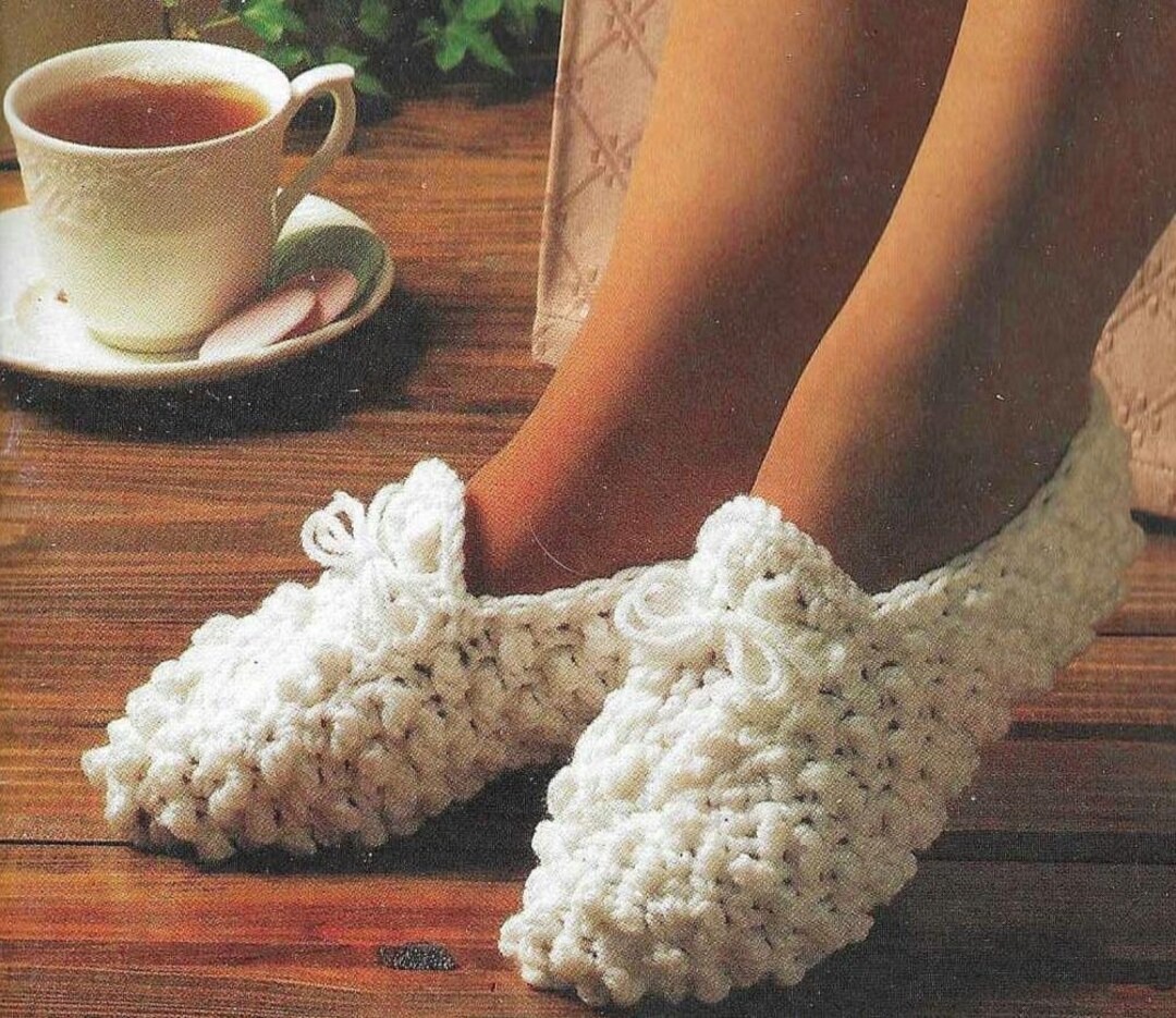 Snowball Slippers Vintage Crochet Pattern PDF - Etsy