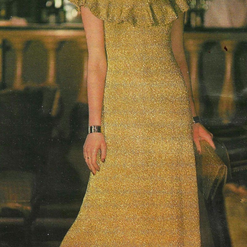 Gold Knit Vintage Dress - Etsy