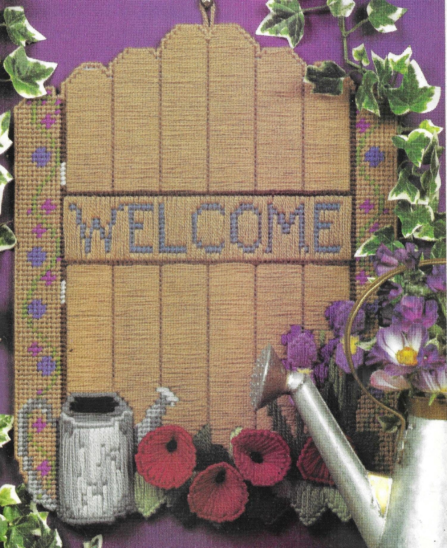 Welcome Sign With Flowers Plastic Canvas Pattern PDF - Etsy