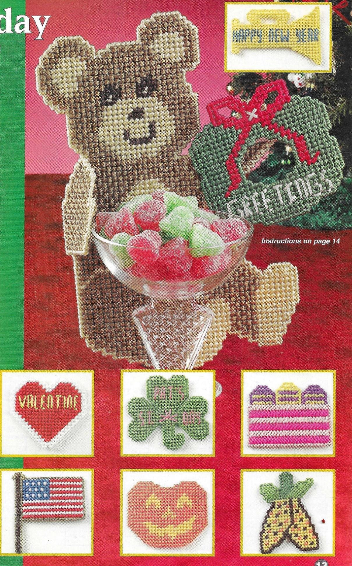 Teddy Bear Holiday Plastic Canvas Pattern PDF - Etsy