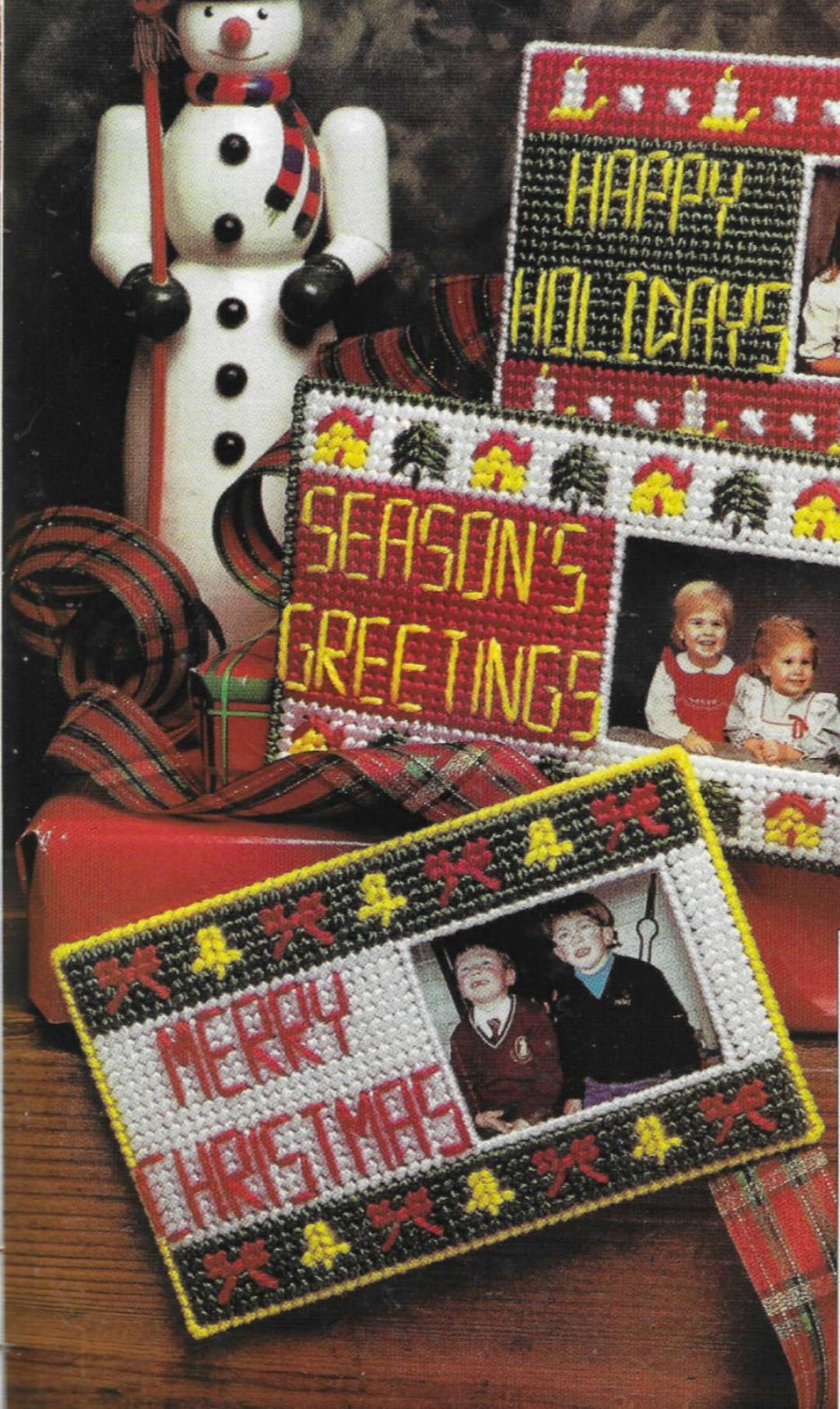 Three Christmas Card Frames Plastic Canvas Pattern PDF - Etsy