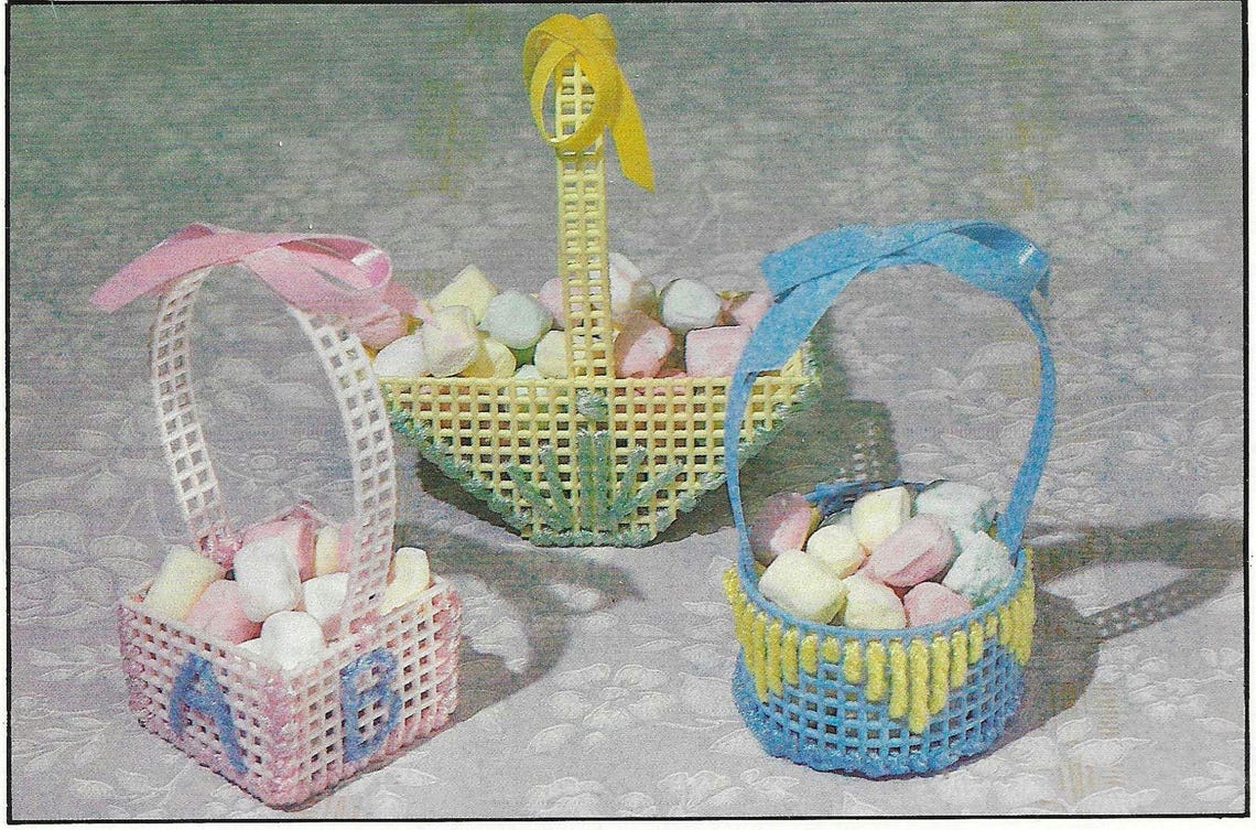 Three Mini Baskets Plastic Canvas, Baby Shower , More PDF - Etsy