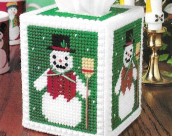 PATTERN: Quilted Snowman Tissue Box Cover in Plastic Canvas - Etsy