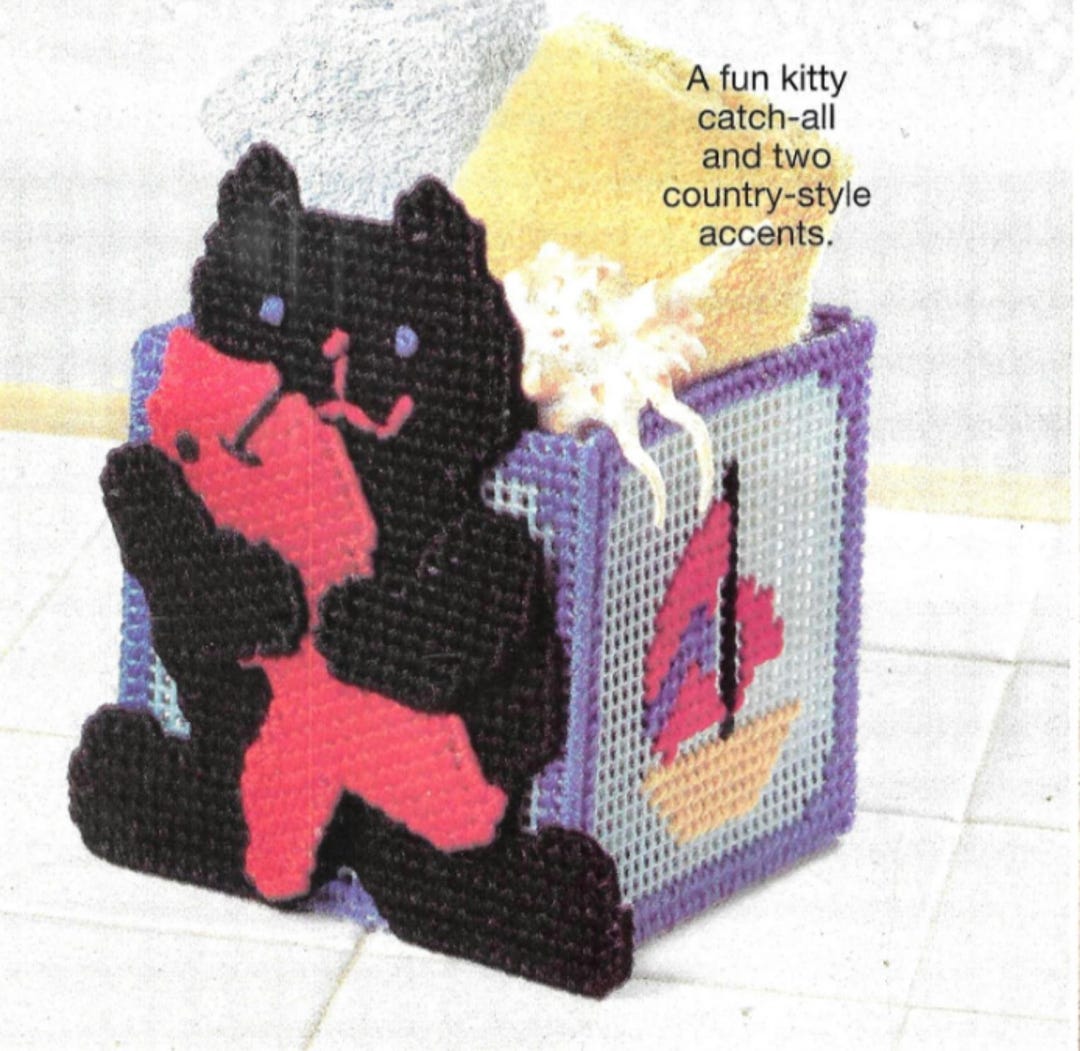 Cat Holding Goldfish Bath Catchall Plastic Canvas Pattern PDF - Etsy