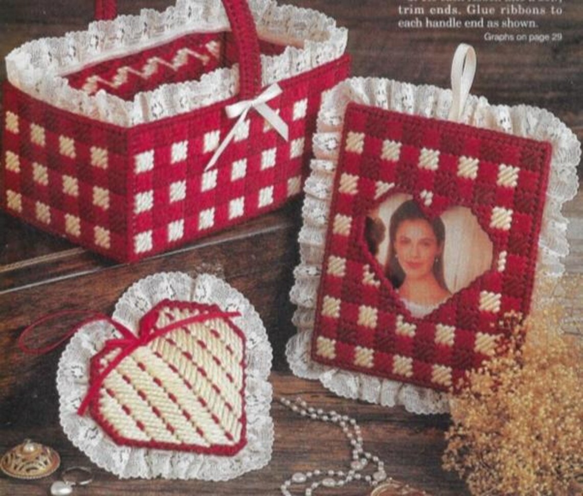Gingham Basket, Frame, Sachet Plastic Canvas PDF - Etsy