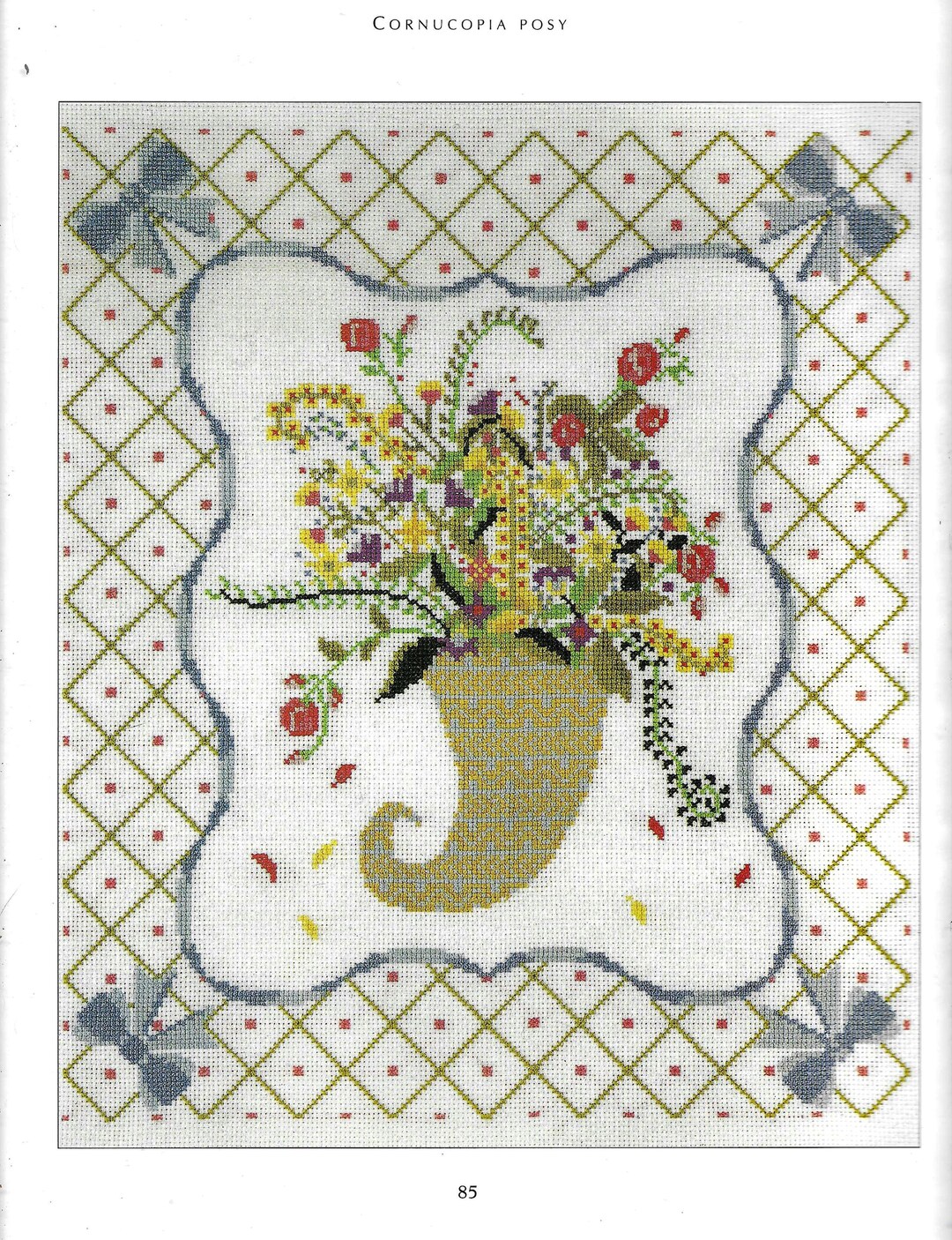 Vintage Cornucopia Posy Cross Stitch Pattern PDF - Etsy