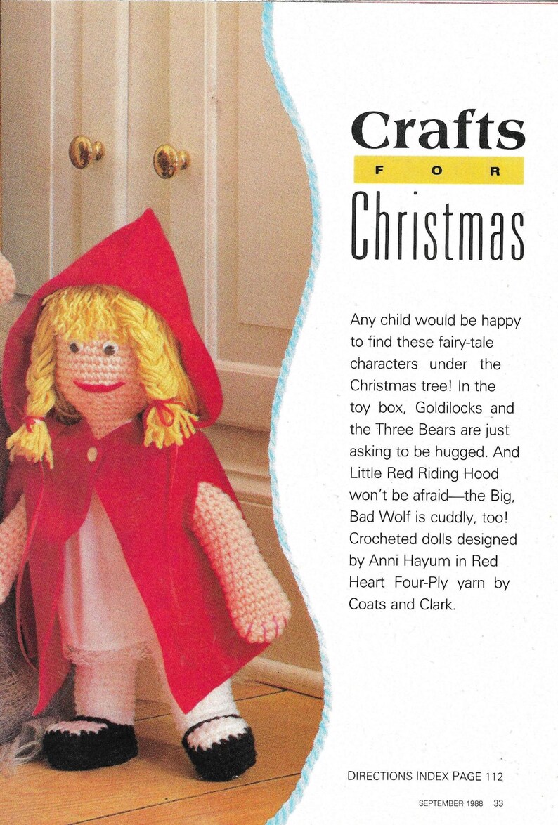 Three Bears, Goldilocks , Red Riding Hood, Wolf Vintage Crochet ...