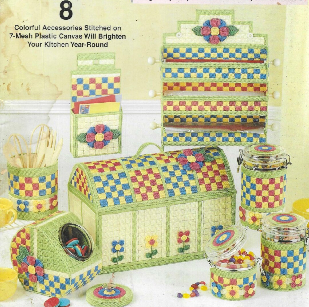 Kitchen Brights 8 Plastic Canvas Patterns PDF, Bread Box, Wrap ...