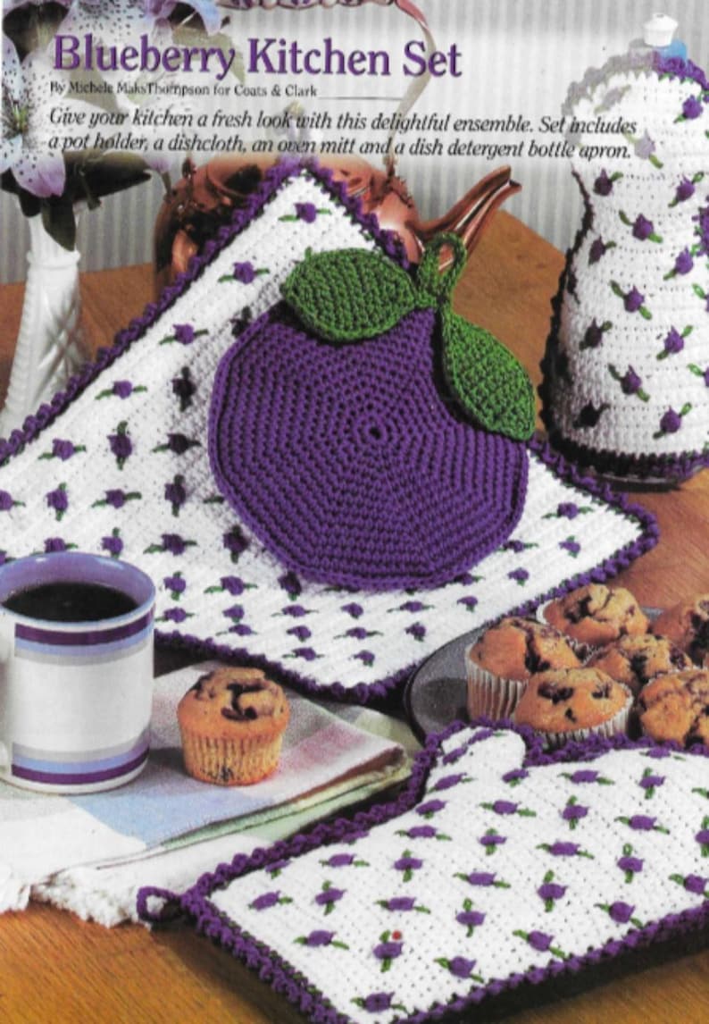 Blueberry Kitchen Set Crochet PDF - Etsy