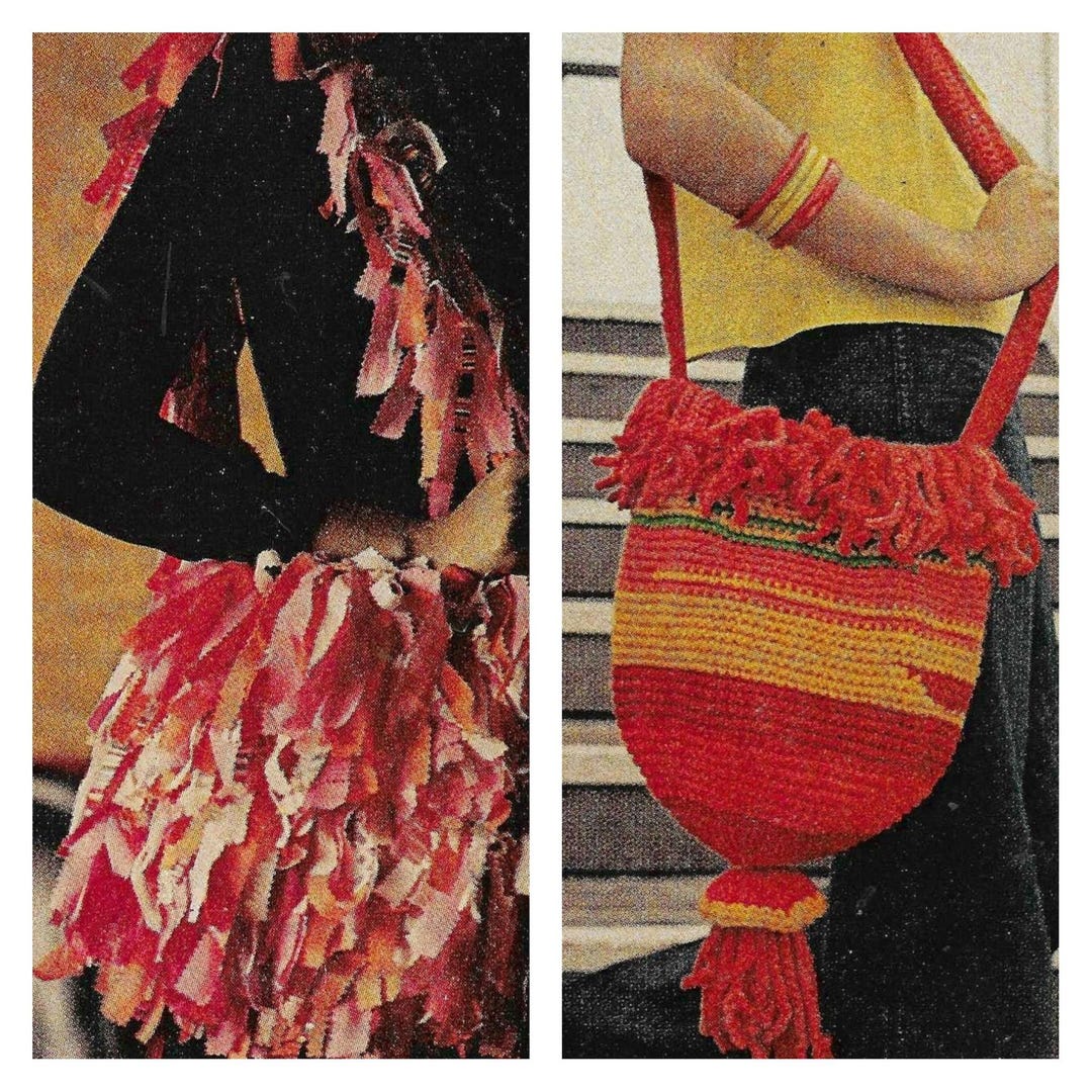 Two Vintage Purse Patterns, Fabric Scraps, Crochet PDF - Etsy