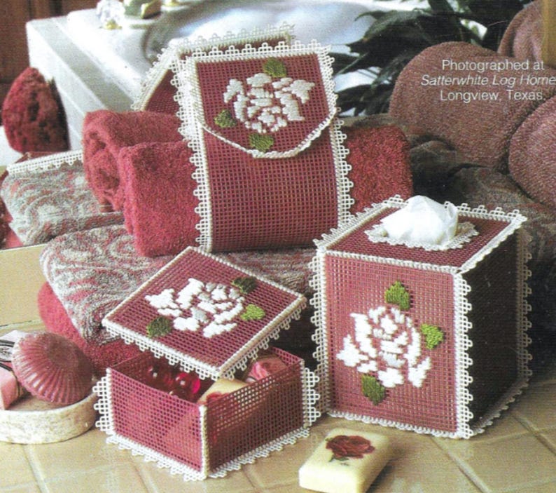 Rose Bath Set Plastic Canvas PDF - Etsy