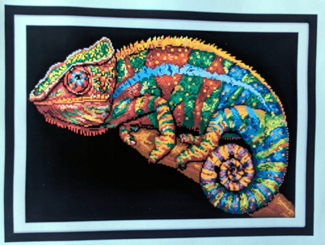 Chameleon, Stamped Cross Stitch Kit, Joy Sunday, 14 Count - Etsy